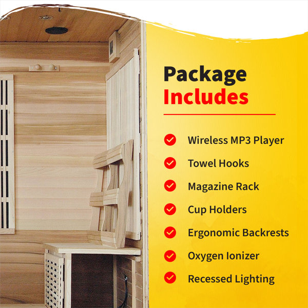Heatwave 6-Person Cedar Infrared Sauna with 10 Carbon Heaters | Wayfair